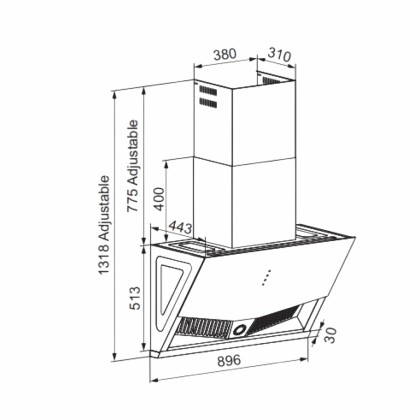 Rubine Slanted Cooker Hood | RCH-MARK-90BL